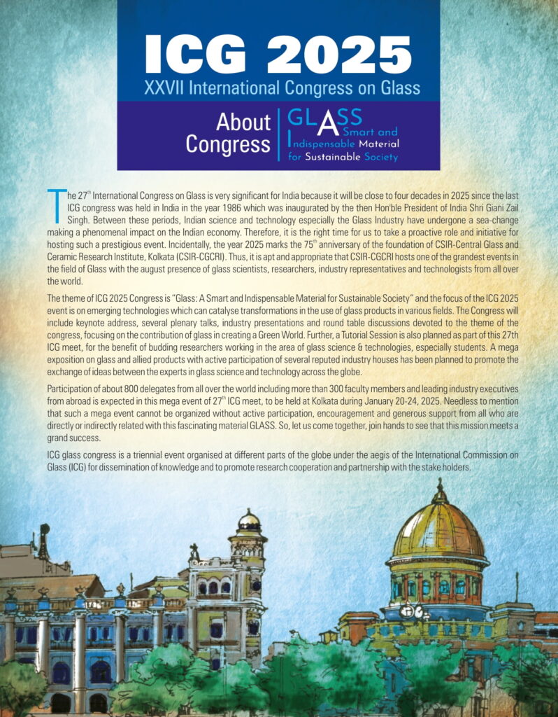 The 27ᵗʰ International Congress on Glass – ICG | International Commission on Glass