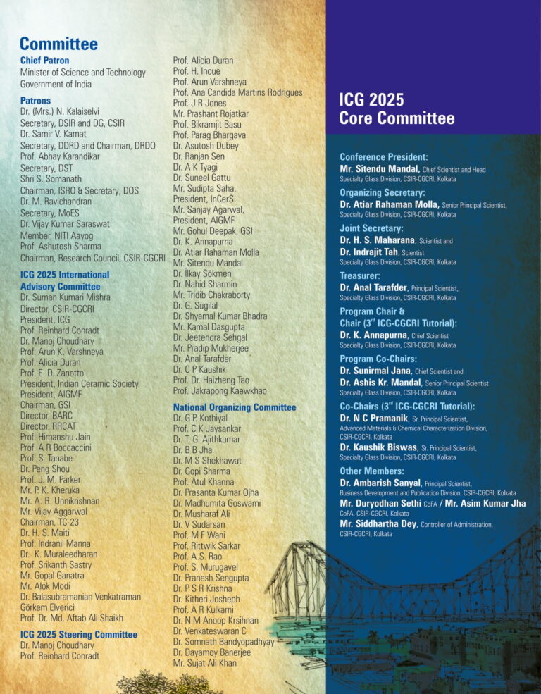 The 27ᵗʰ International Congress on Glass – ICG | International Commission on Glass