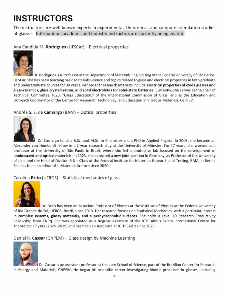 The 4th São Carlos School – ICG | International Commission on Glass